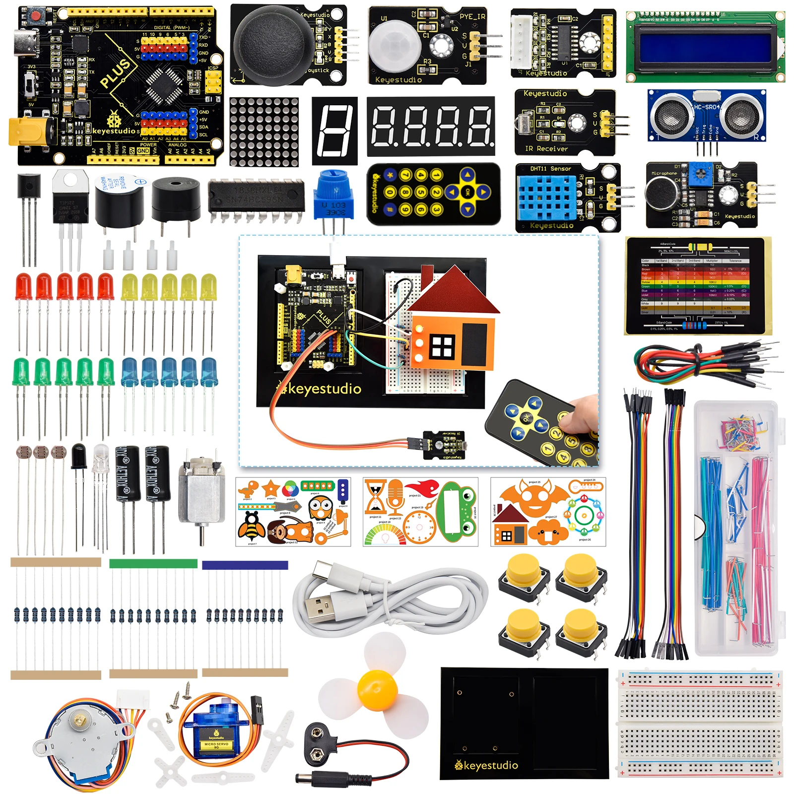 Top Keyestudio Stem Starter Kit With Plus Board Stem Education Starter Kit For Arduino ...