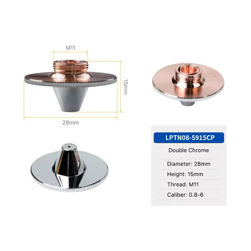 Raysoar D28 Series M11 H15 H11 Copper Chrome Plated Fiber Laser Cutting Nozzle For Raytools ...