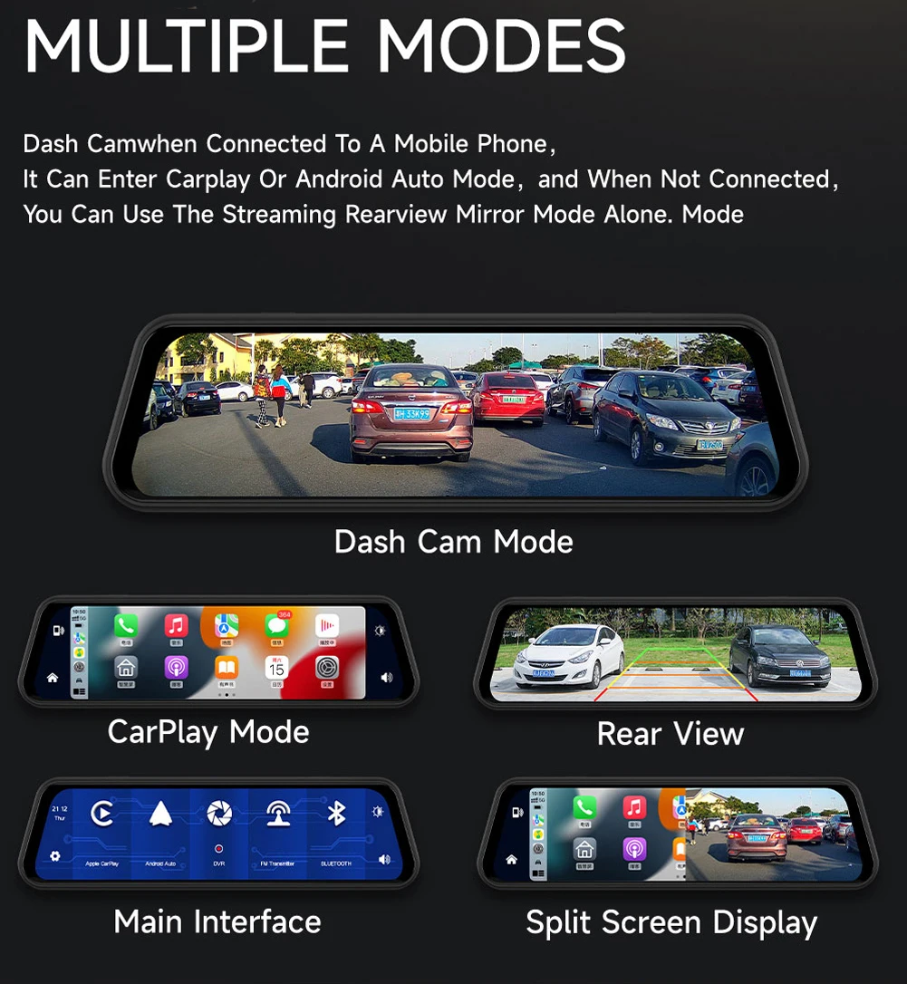 Smart Dvr Carplay Auto Wifi Dash Cam Front And Rear Car Camera Fhd 4k ...