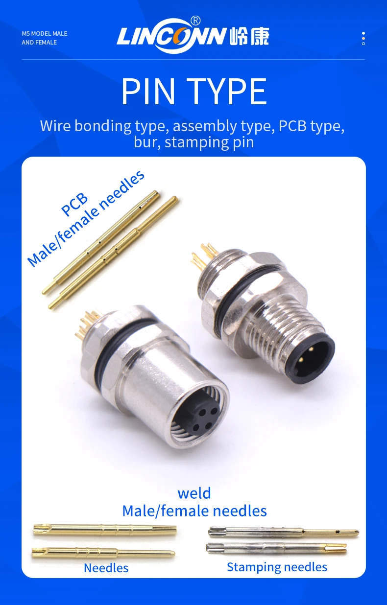 Panel Mount M5 2 3 4 Pin IP67 Waterproof Industrial Solder Front ...