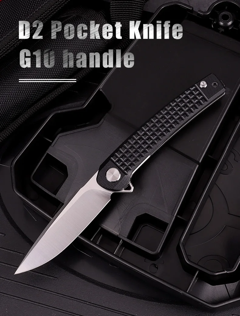2023 New Folding Pocket Knife G10 Anti-skid Handle D2 Steel Self ...