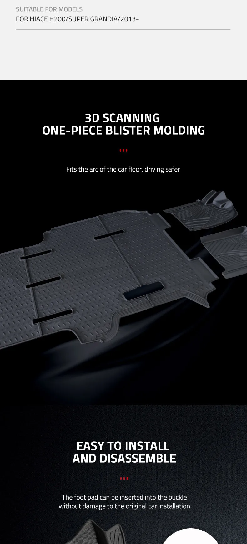 Factory Auto Exterior Accessories Tpe Plastic Black Floor Mats For Toyota Hiace H300 Gl Grandia ...