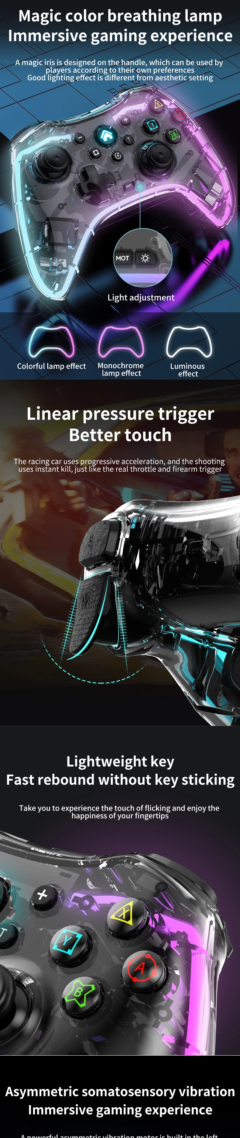 S03 Switch Wireless Game Controller With Rgb Lighting Support For Pc ...