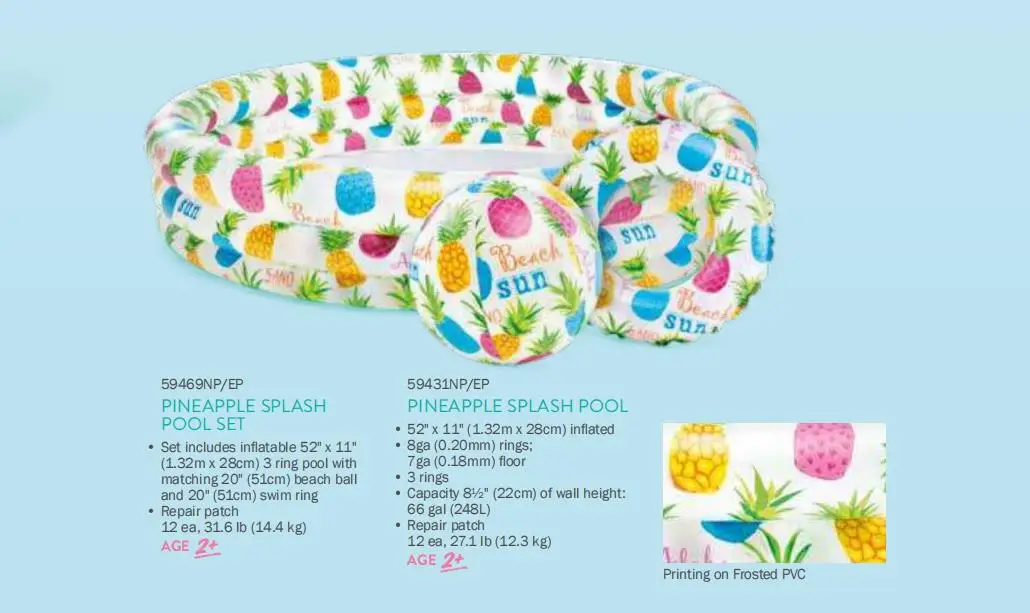Intex 59469 Outdoor Inflatable Adult Children Swimming Pool Pineapple ...