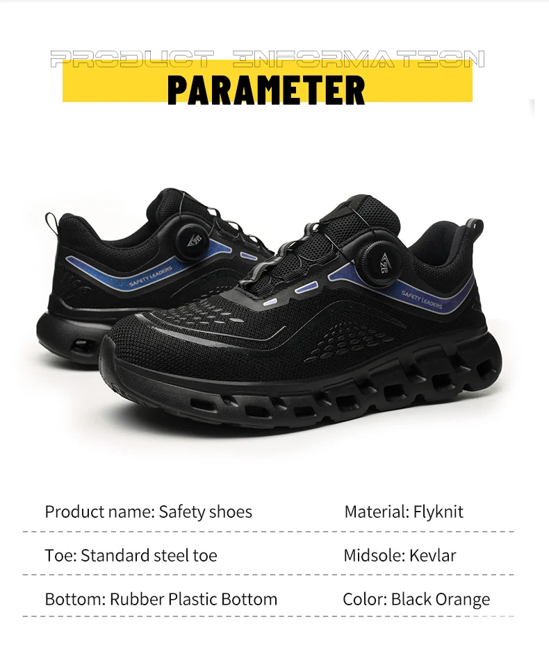 Orange Fast Lacing System Safety Shoes - Durable & Comfortable