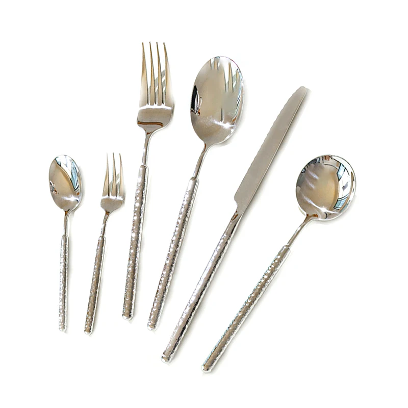 2024 New Personalized Modern Cutlery Set With Hammered Handle Pattern ...