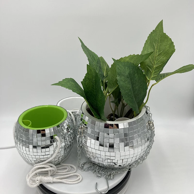 Hot Sale 15cm Disco Mirror Ball Planter Pot Ball Shape Hanging Pots ...