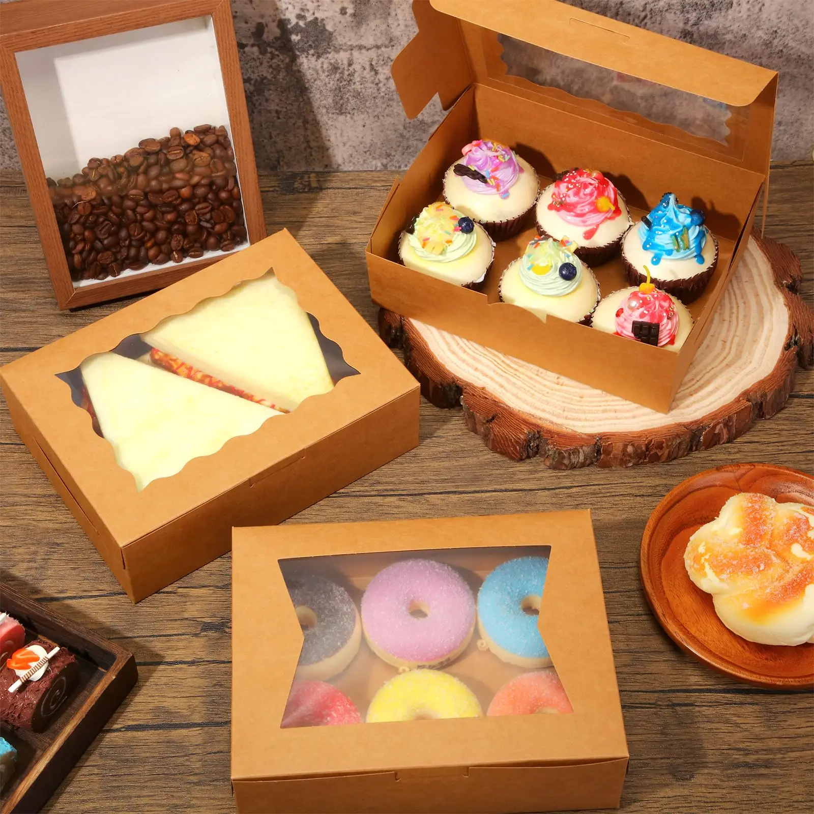 Customized Printing Take Away Bakery Donuts Paper Box with windows ...