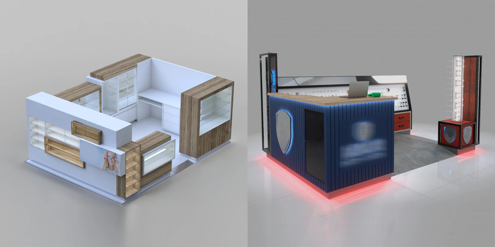 Artworld Displays Retail Glass Display Kiosk Sunglasses Kiosk for Mall ...