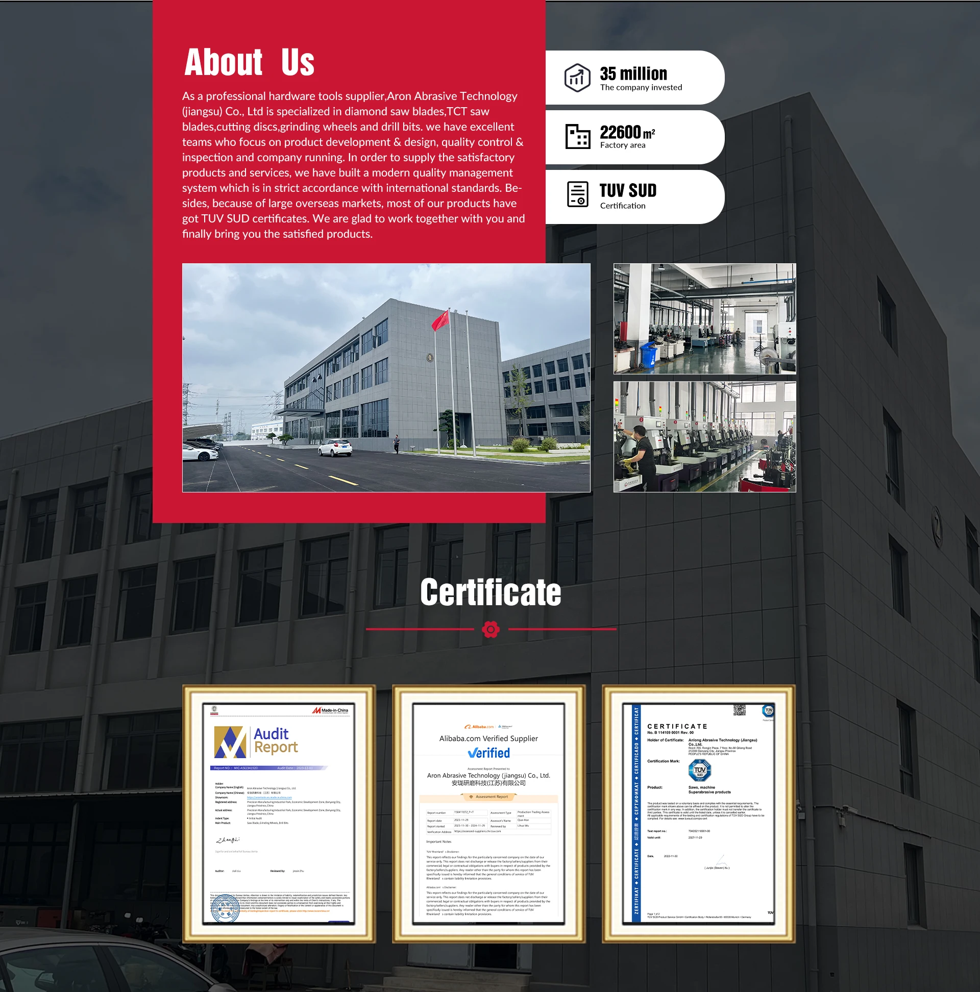 Aron Abrasive Technology (jiangsu) Co., Ltd. - Grinding Wheels, Saw Blades