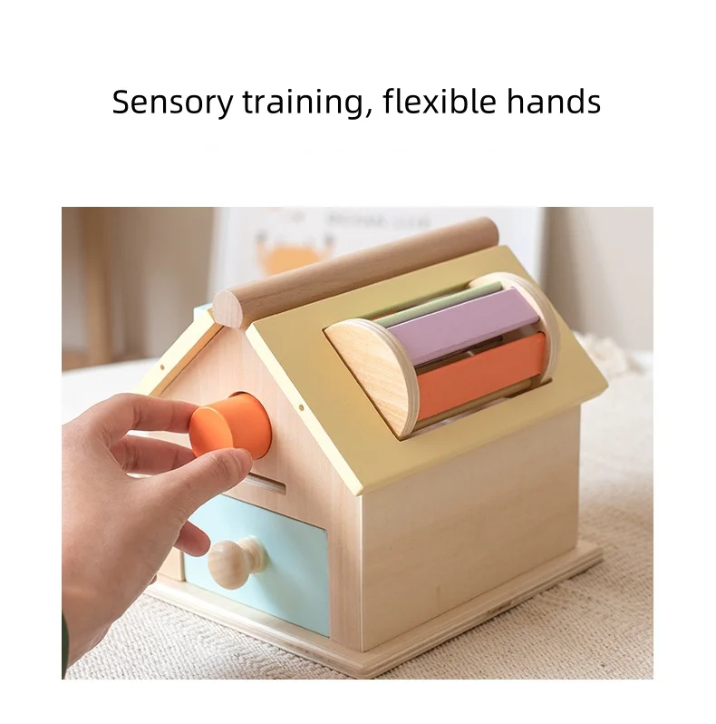 4 in 1 Wooden Montessori Play House Colorful Drop Toy House Coin Box ...