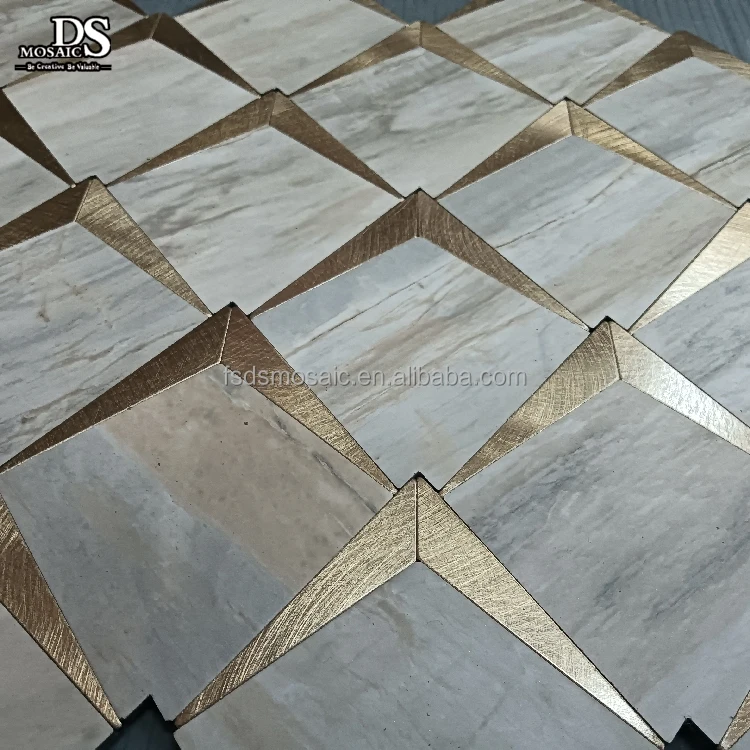Stone Pattern Diamond Shape Backsplash Wall Tile Mosaic