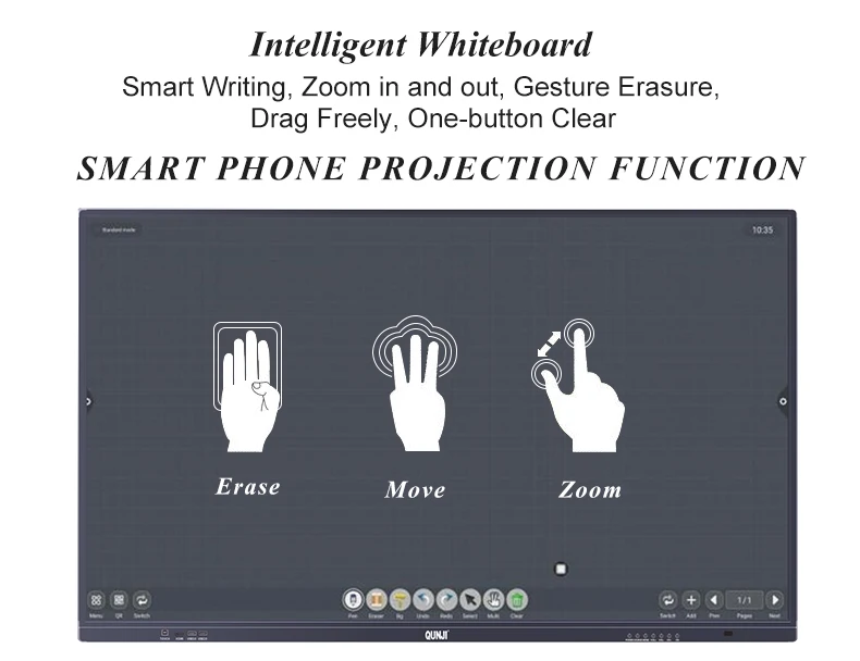 4k Interactive Portable Smart Whiteboard 65-inch Classroom Board With ...
