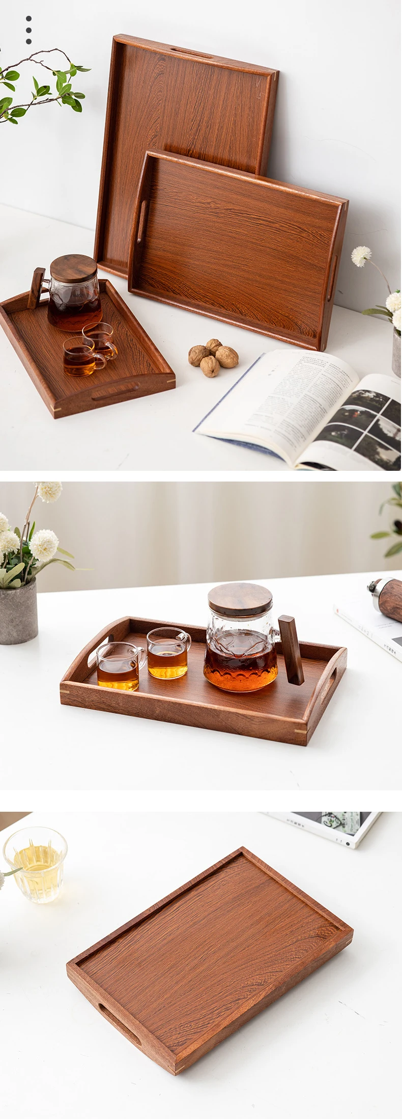 Customize Wooden Tray Bamboo Dinner Trays For Organizing Kitchen ...