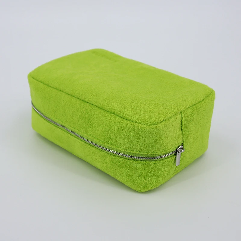 Custom Logo Zipper Soft Terry Cloth Fabric Women Cosmetic Makeup Make ...