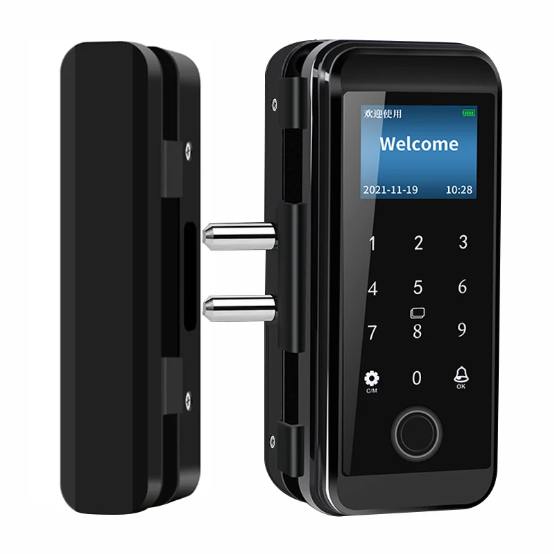Glass door fingerprint lock office password lock swipe card attendance ...