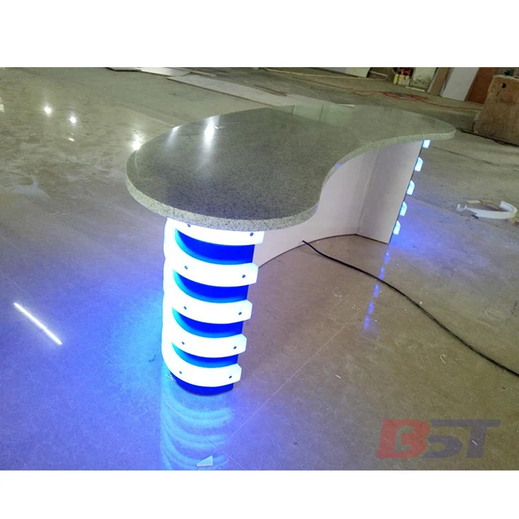 Blue LED TV Station Radio News Desks Broadcast Table