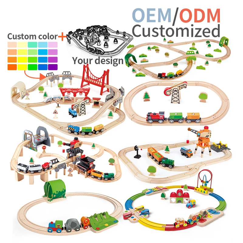 Wooden Toy Train Deluxe Railway Set Children Ladder Track Car Toys ...