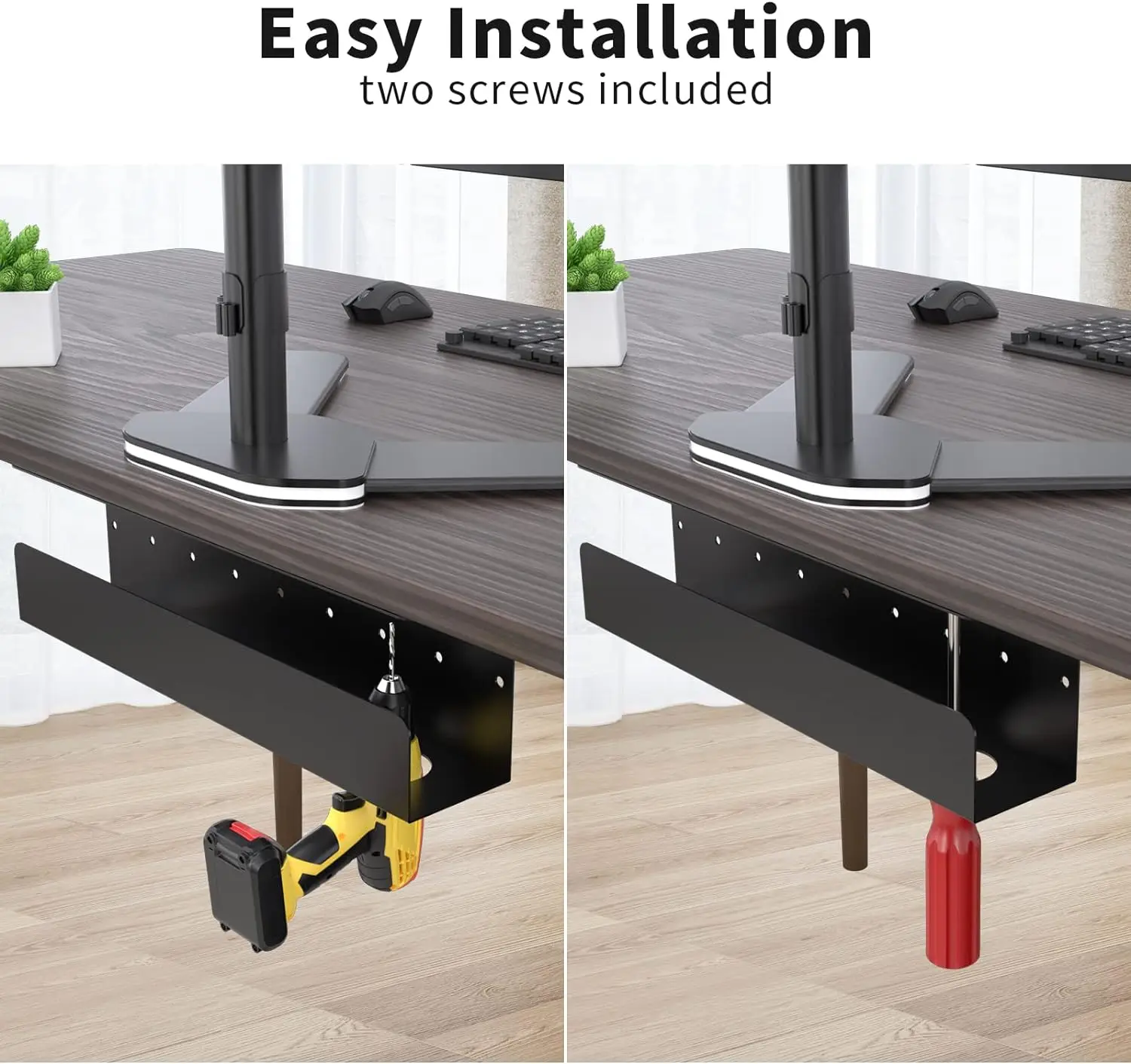 Under Desk Cable Management Tray 16.5 Sturdy Metal Power Strip Holder ...