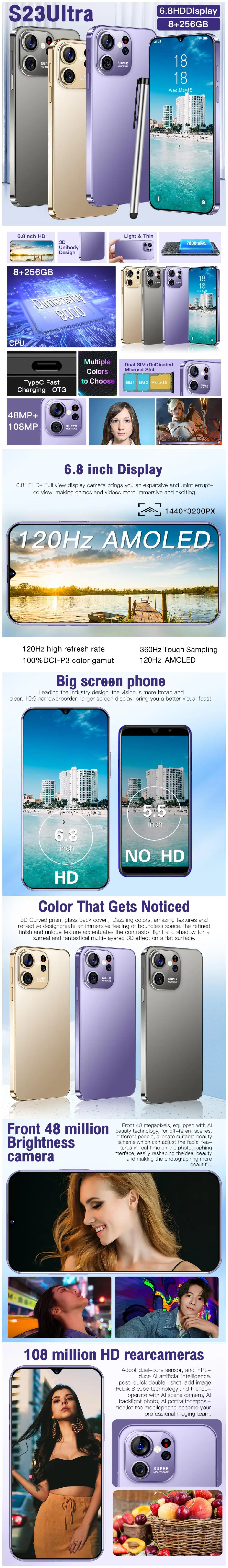 2023 Original Amoled Unlock Hd Camera Android Cellphone Smart Mobile ...