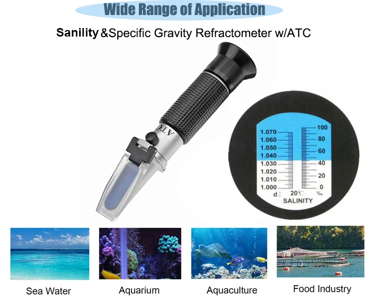 Manual Brix 0-10% Atc Meter Salinity Portable Refractometer Pure ...