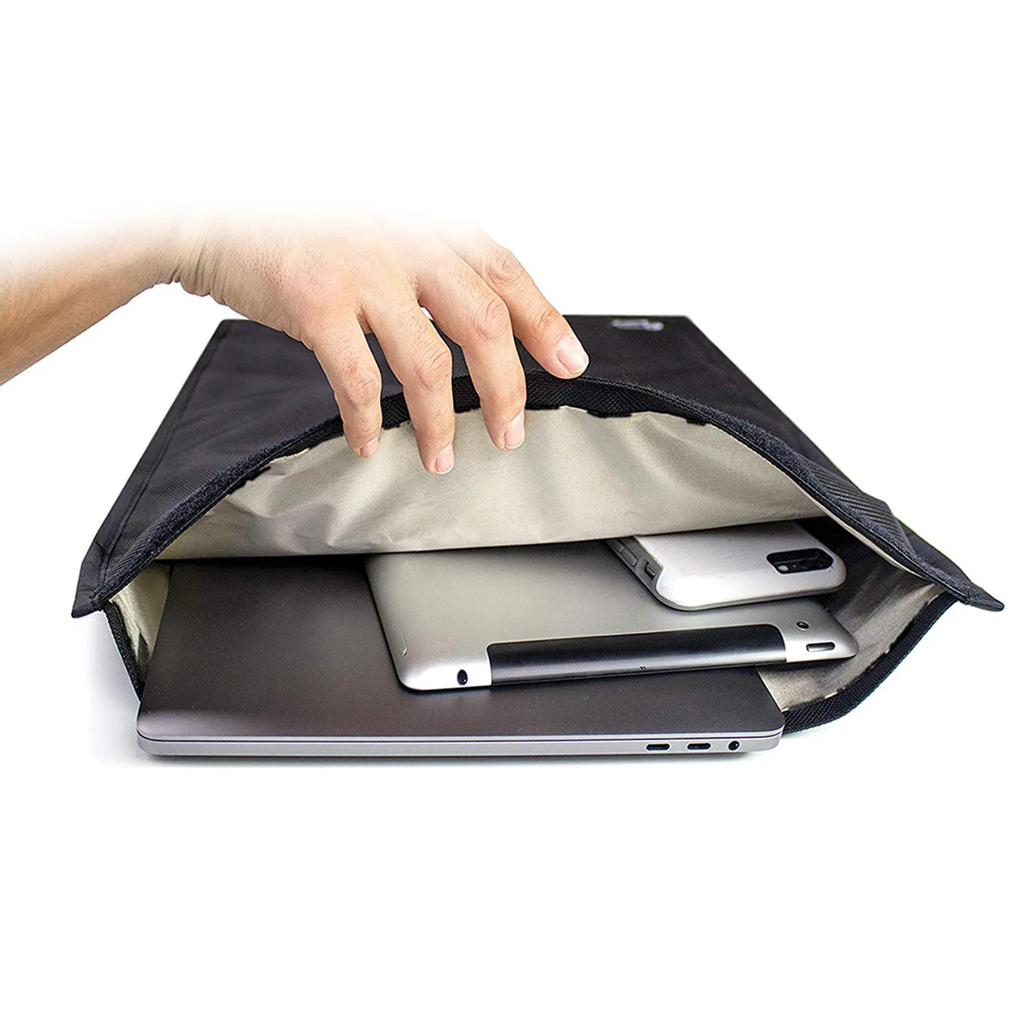 Black Leather Faraday Bag - Ultimate EMF Signal Blocking