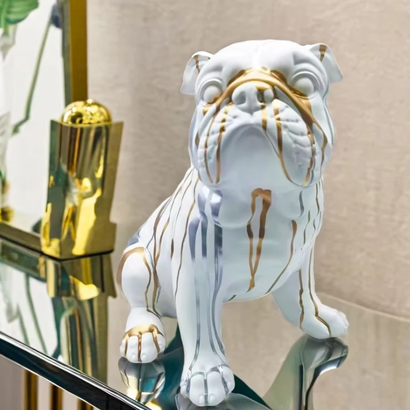 Modern Home Living Room Creative Drip Art Colorful Bulldog Sculpture ...