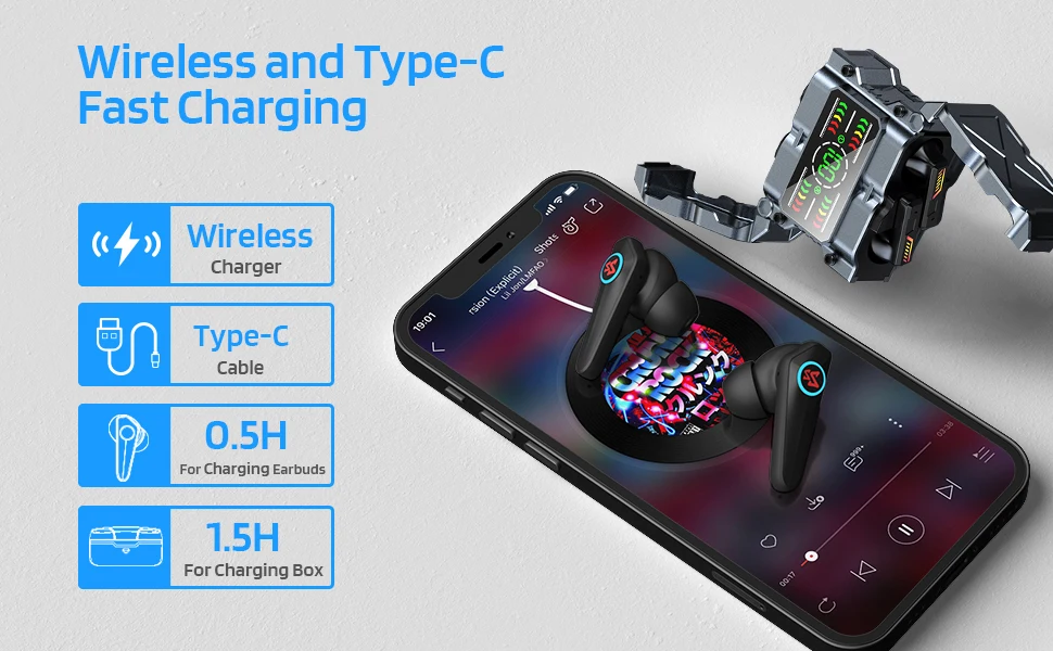 M60 TWS Wireless in-Ear Earphones - IPX4 Waterproof & ANC