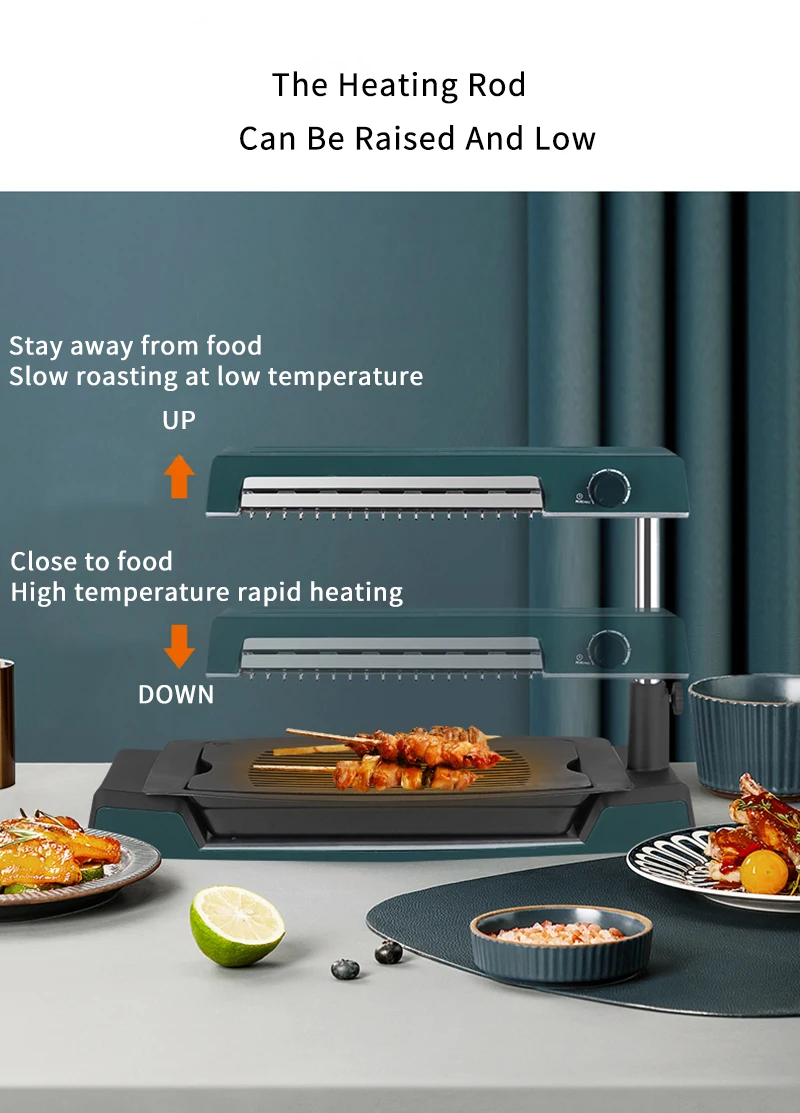 1300w 220v Smokeless Infrared Electric Bbq Grill Indoor Multifunctional ...