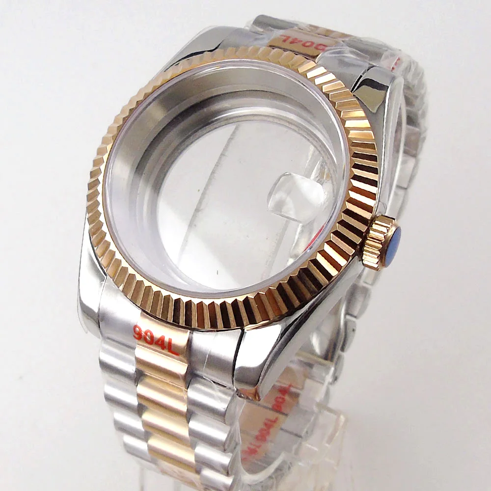 36mm 39mm Waterproof Silver Gold Fluted Curved Watch Case For Nh34 Nh35 ...