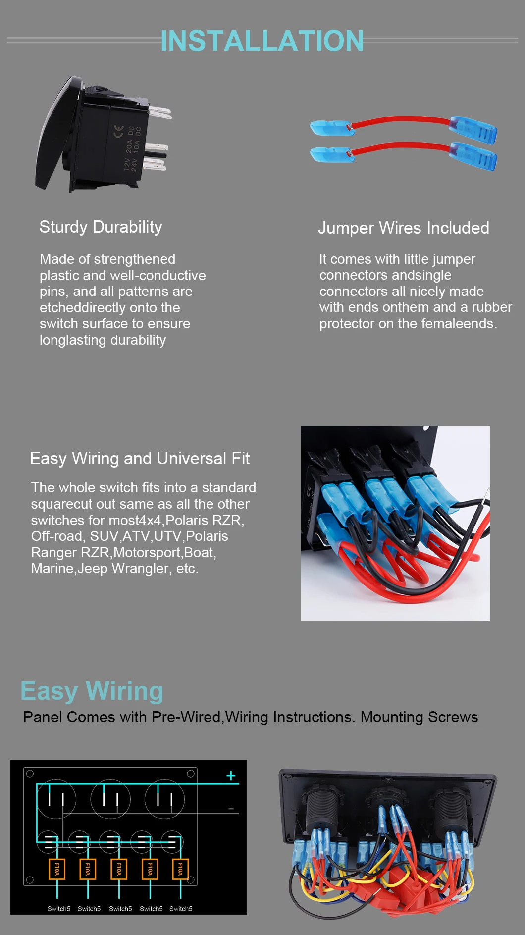 On Off Led Illuminated Car Dashboard Dash Boat 12v Rocker Switch - Buy ...