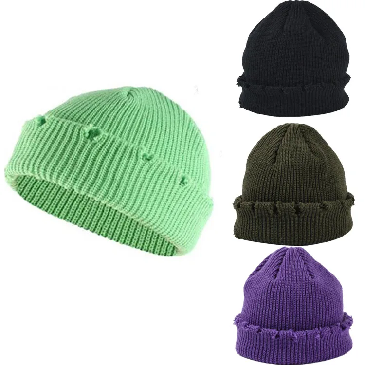 Distressed Beanie/custom Distressed Fisherman Beanie/distressed Hiphop ...