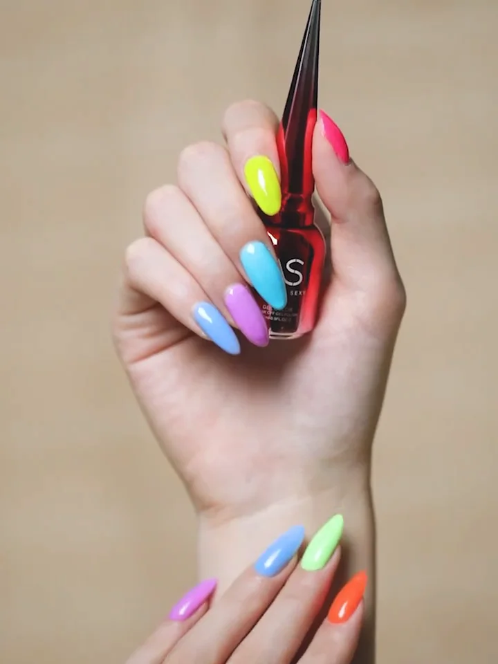 Aim Modelones Bright Rainbow Neon Nail Gel Polish Red Yellow Blue Green ...