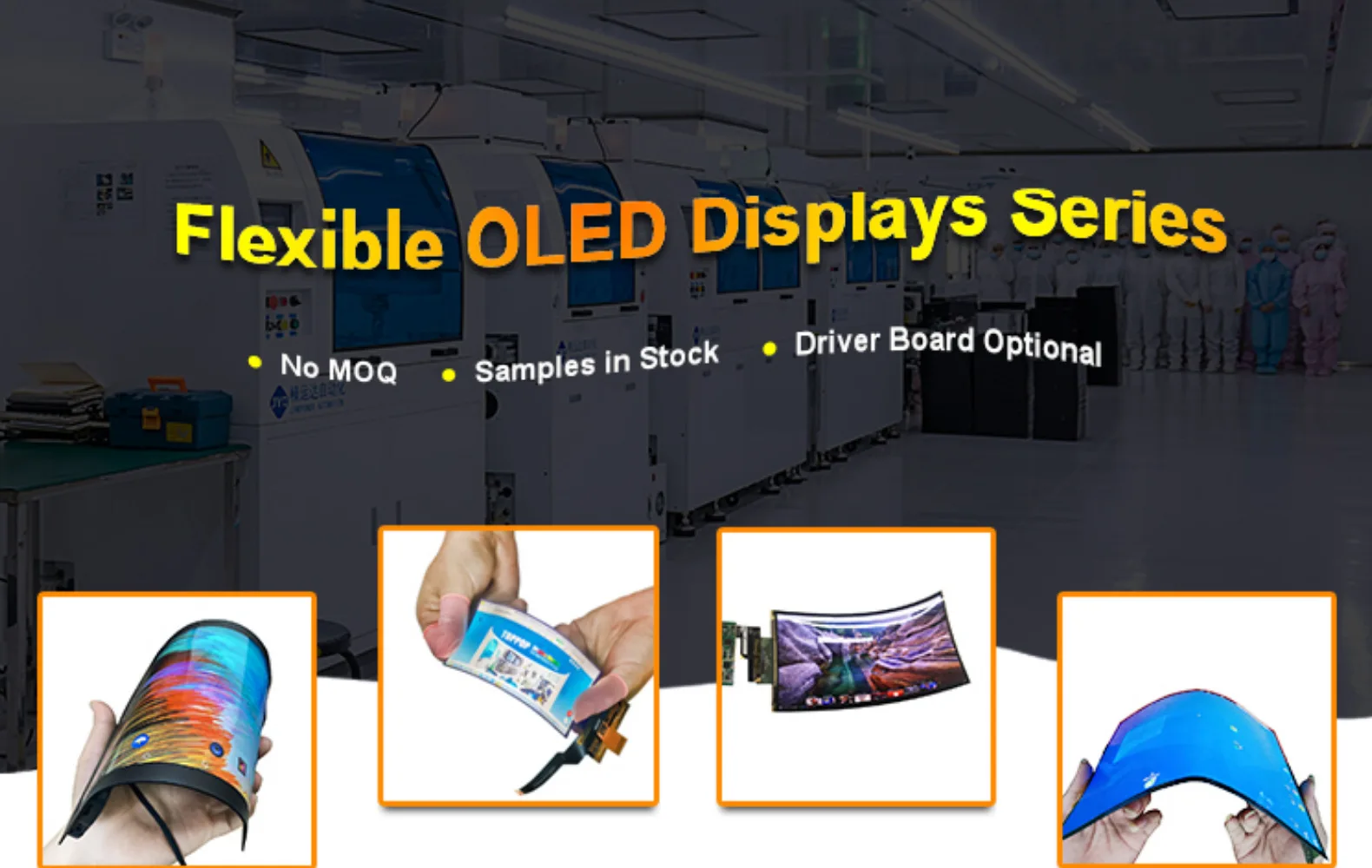 Custom Flexible OLED Display - 960x162 for Wearables