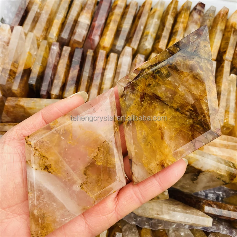 Natural Hematoid Crystals Slice Slab Healing Stone Rhomboid Fire Quartz ...