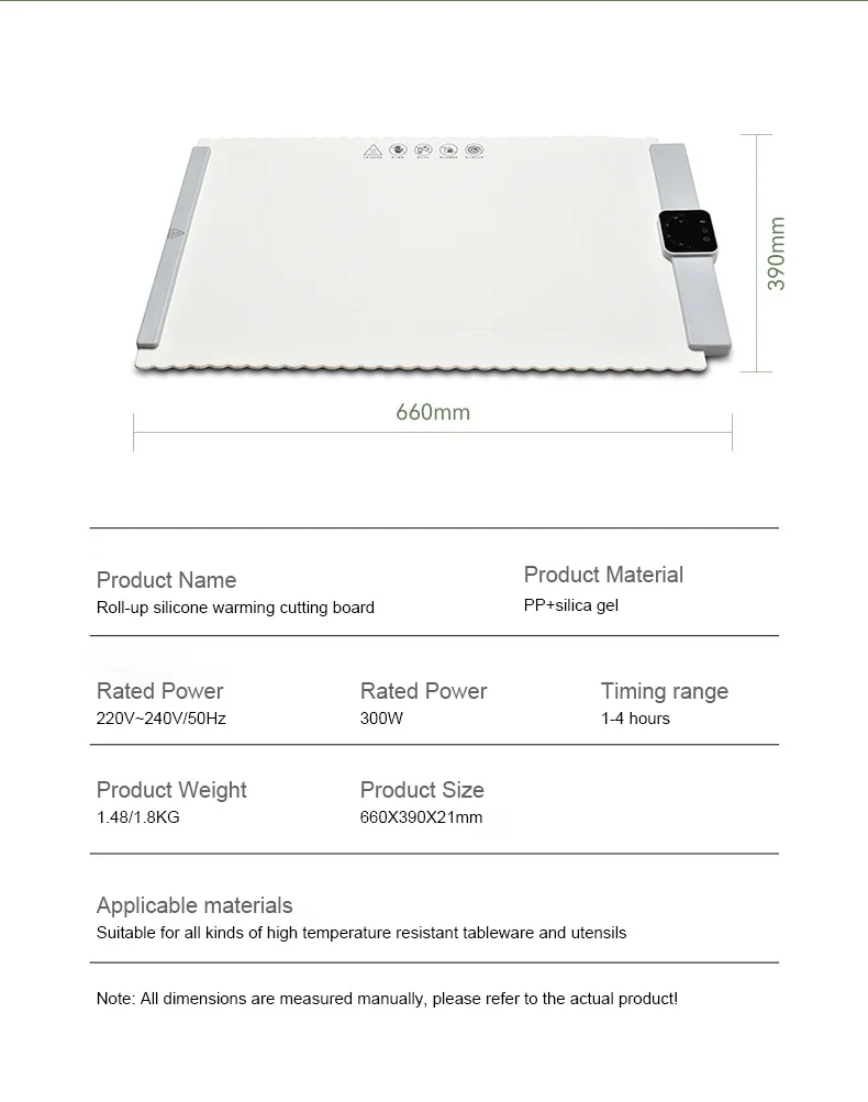 2024 New Foldable Silicone Food Warming Tray Silicone Electric Heating ...