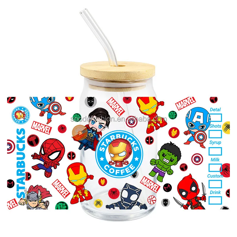 New Design Custom Anime Marvel Transfer Cup Wraps Avengers Captain Hulk ...
