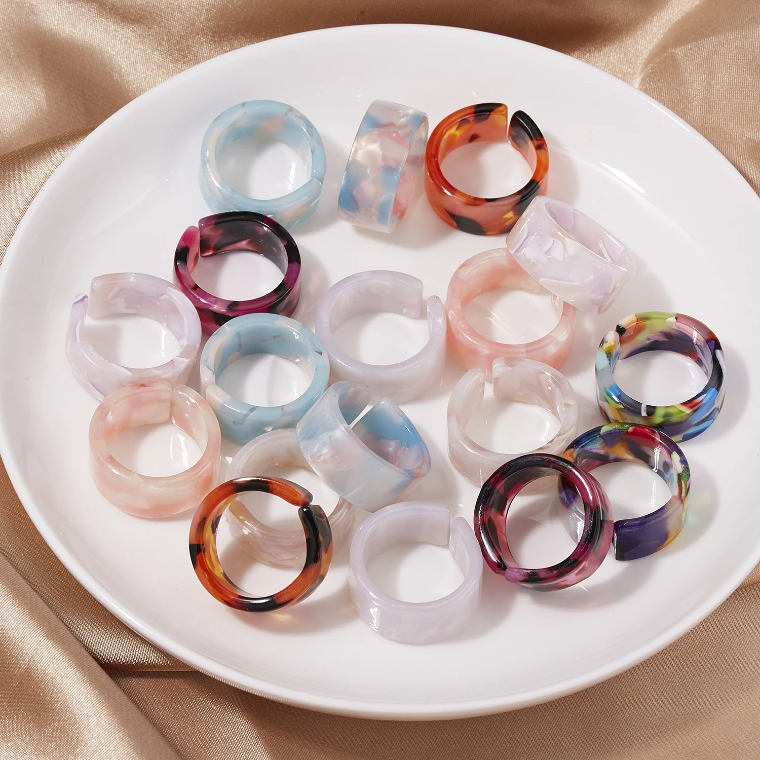 Fashion Personalized Rings Acid Acrylic Acetate Colorful Blooming Resin ...
