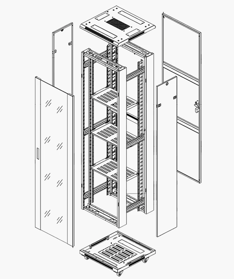 Server Rack Type Network Cabinet 15 32 40u 19 Inch OEM Steel Glass Mesh ...