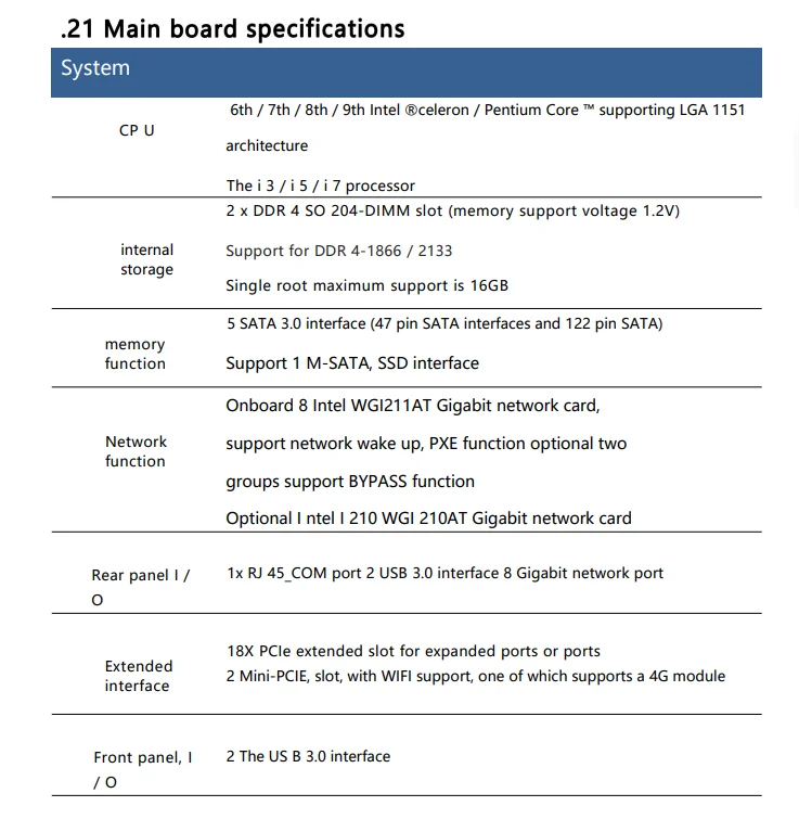 BKHD X86 Ethernet Router Firewall High Performance Motherboard LGA1151 ...