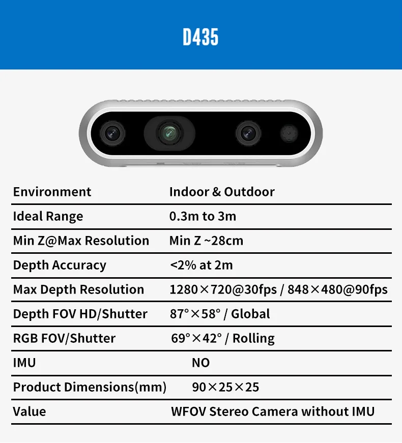 D435 2MP Original 3D Depth Camera ROS Stereo Camera for Intel RealSense ...