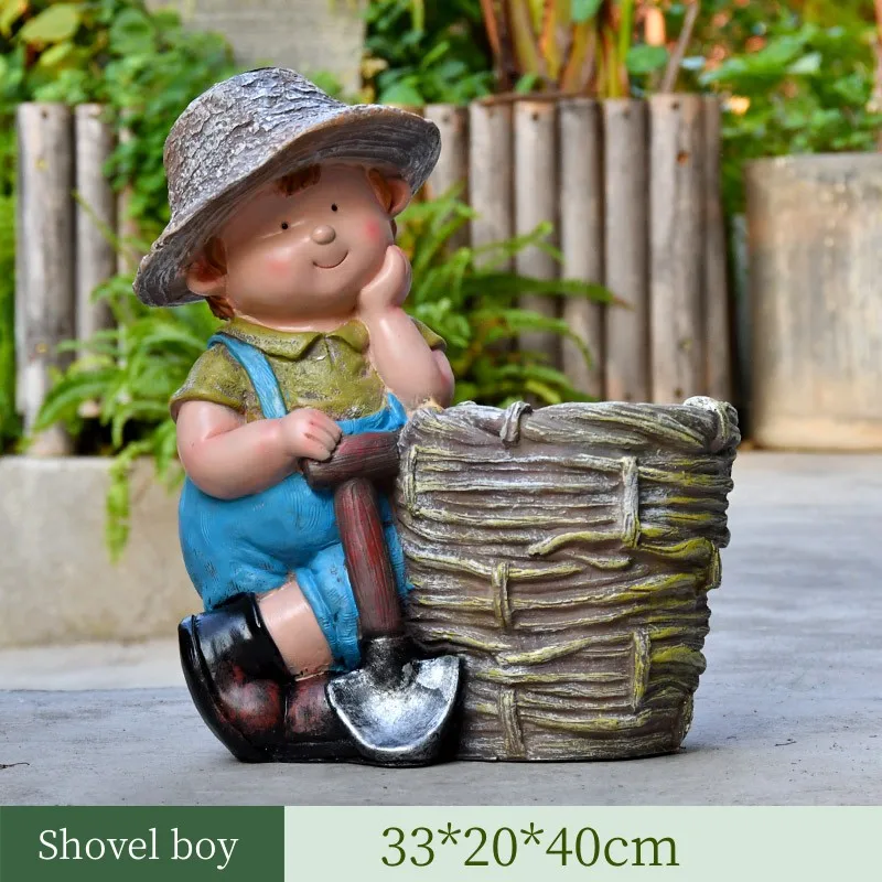 Outdoor Garden Cute Cartoon Character Doll Resin Waterproof Flower Pot ...