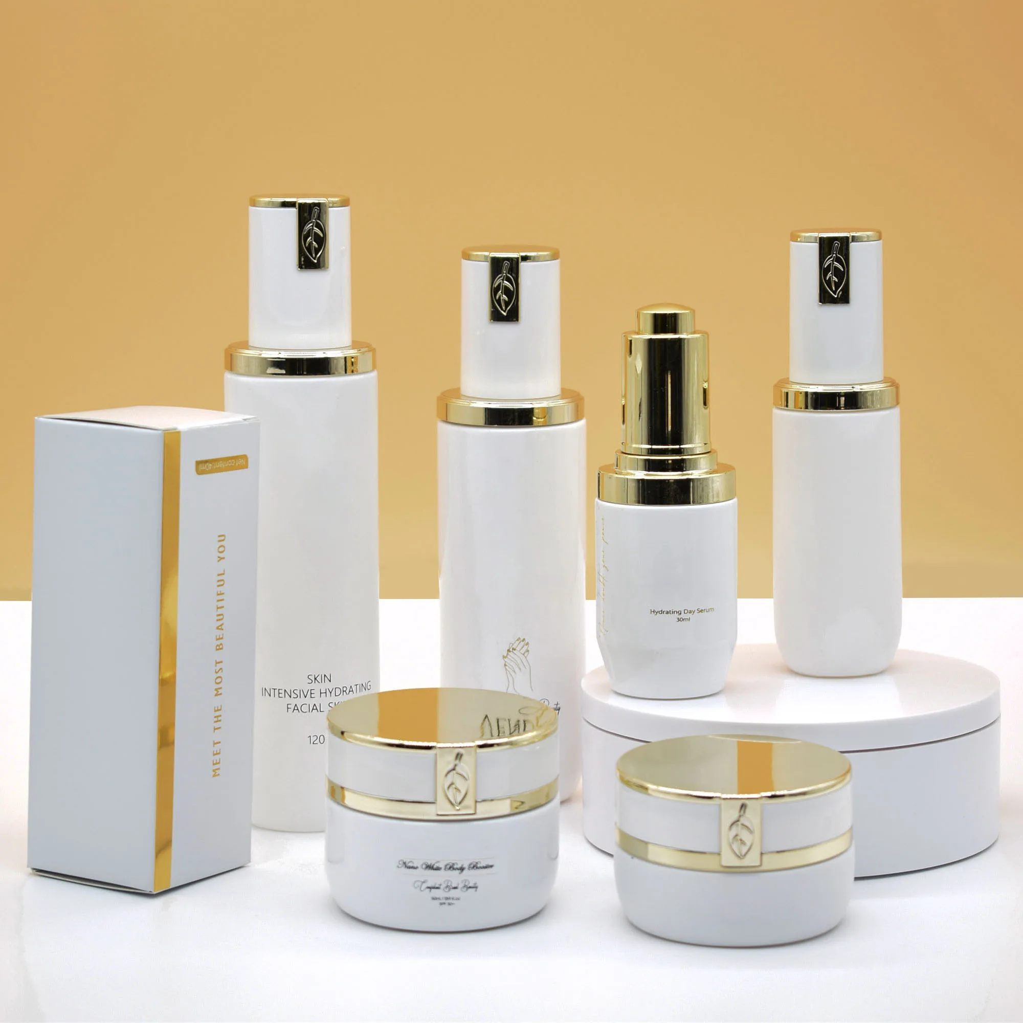 Luxury White 1oz 1.7oz Glass Jar 30ml Dropper Serum Bottle 40ml 100ml ...