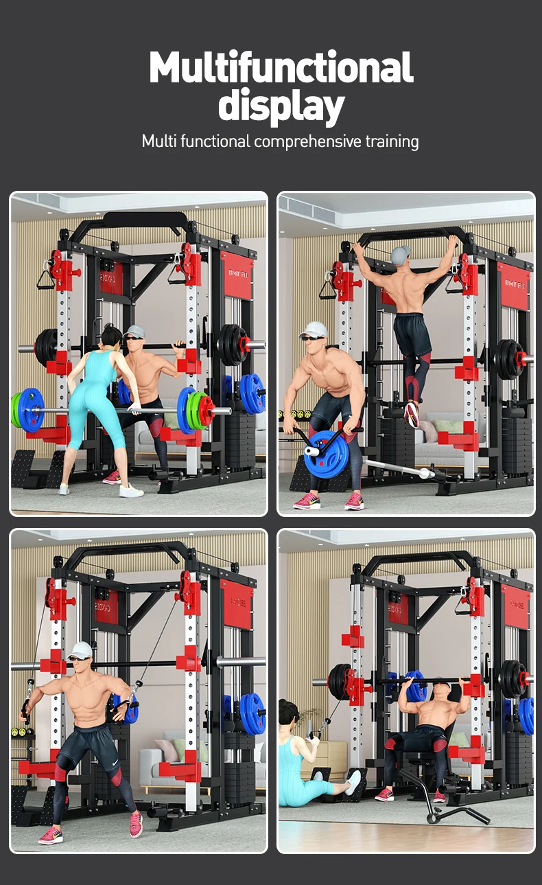Commercial Squat Rack Multi-function Smith Machine Equipment Gym ...