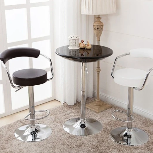 Modern Minimalist Stool Bar Swivel Lift Leather Back Round Upholstered ...