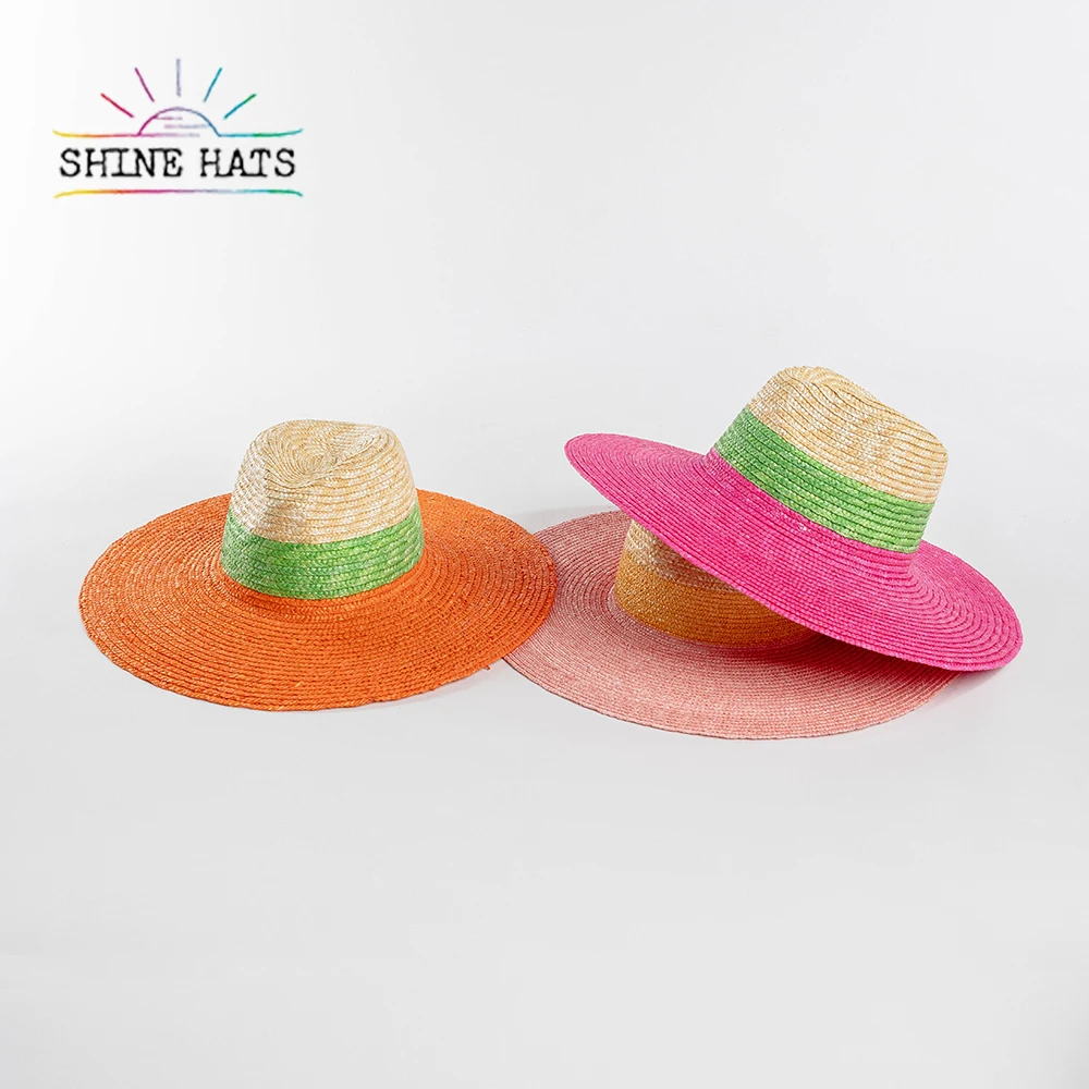 Shinehats 2024 OEM Casual Color Combination Pink Summer Sun Beach Lifeguard Panama Sombrero Hat ...