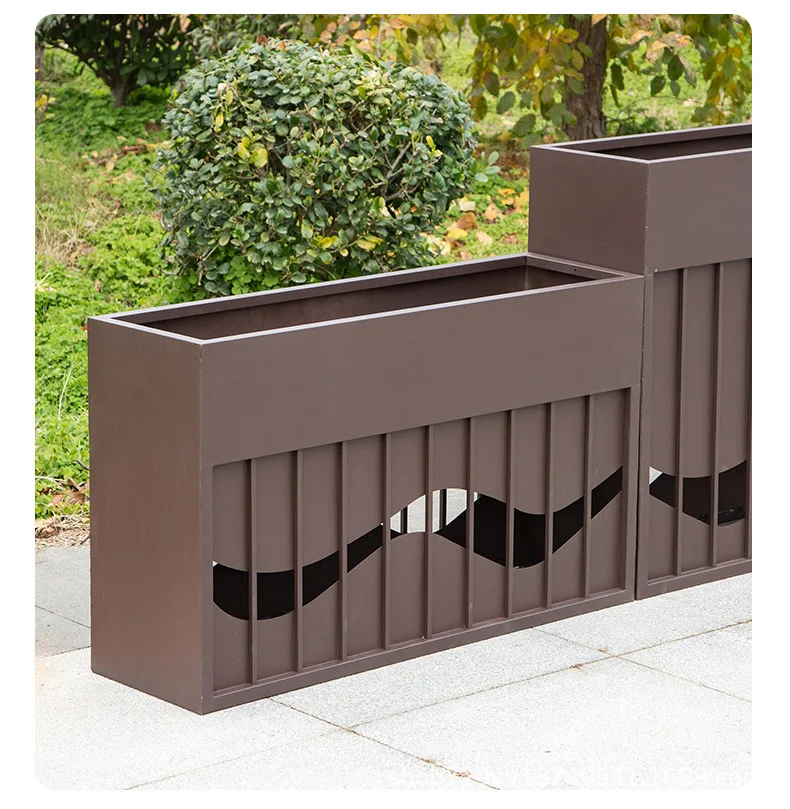 Simple Iron Flower Box with Stainless Steel Landscape Bed Trough for ...