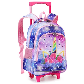 Custom Cartoon Student Children Girls Trolley School Backpack Bags For ...