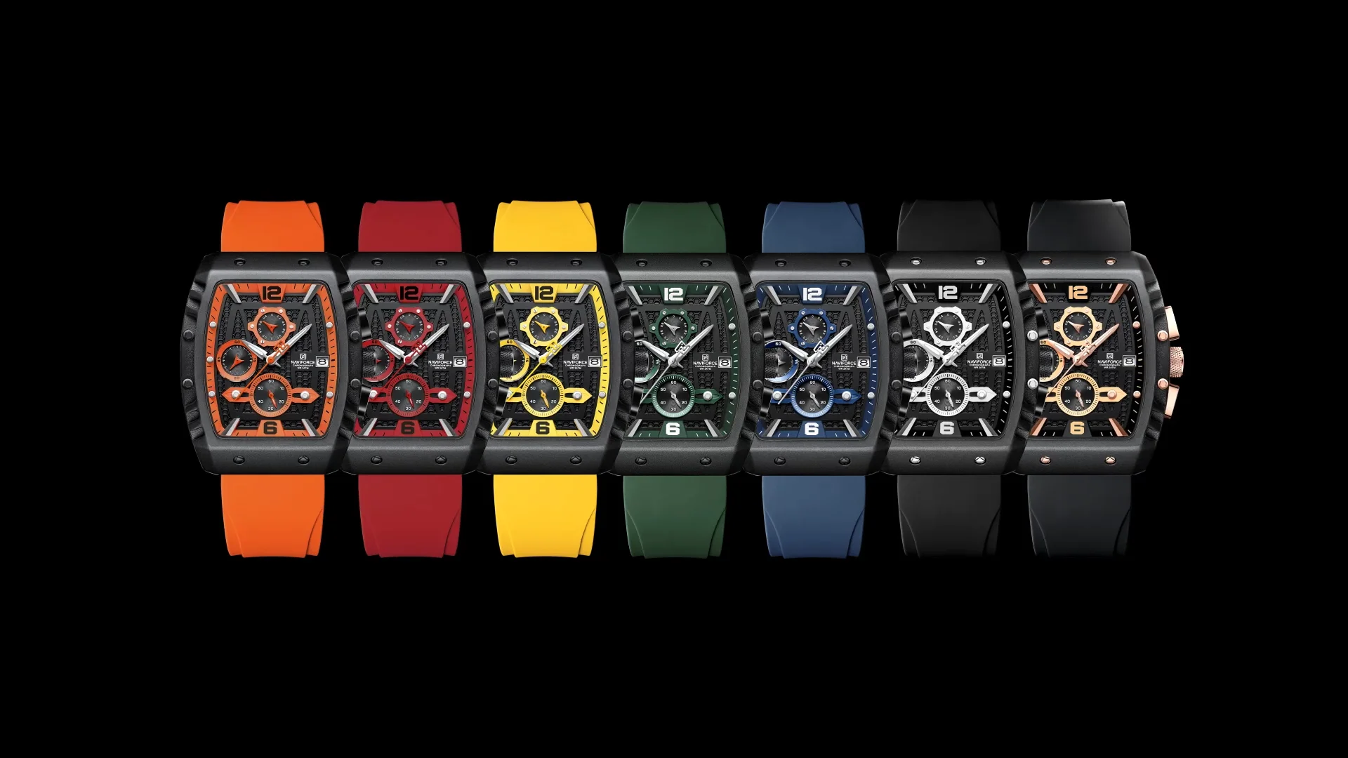 Naviforce 8025 Fashion Multi-function Chronograph Men Watch Silicone ...