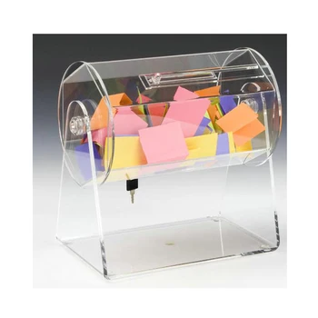 12"w Acrylic Raffle Drum With Locking Door Countertop Clear Ballot ...